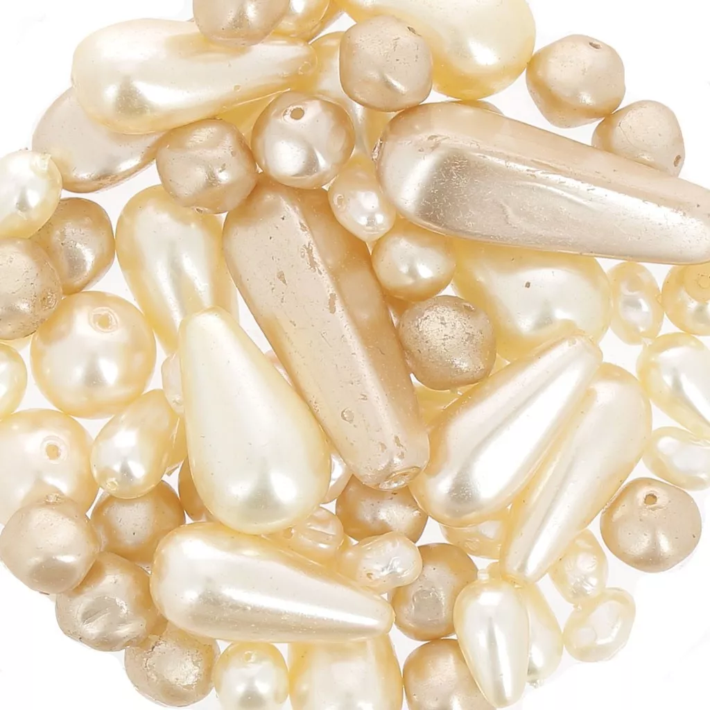 Assortiment de perles de bohème nacré - Cream 1 x50g - Perles & Co
