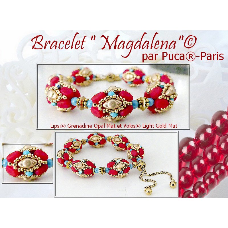 Perles en verre Lipsi® par Puca® 4x6 mm - Grenadine Opal Mat AB x10g ...