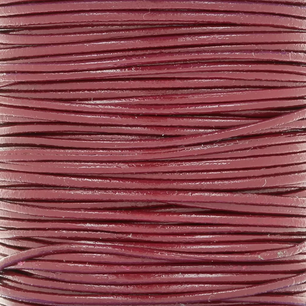 Cordon en cuir européen 1 mm - Bordeaux x1m - Perles & Co
