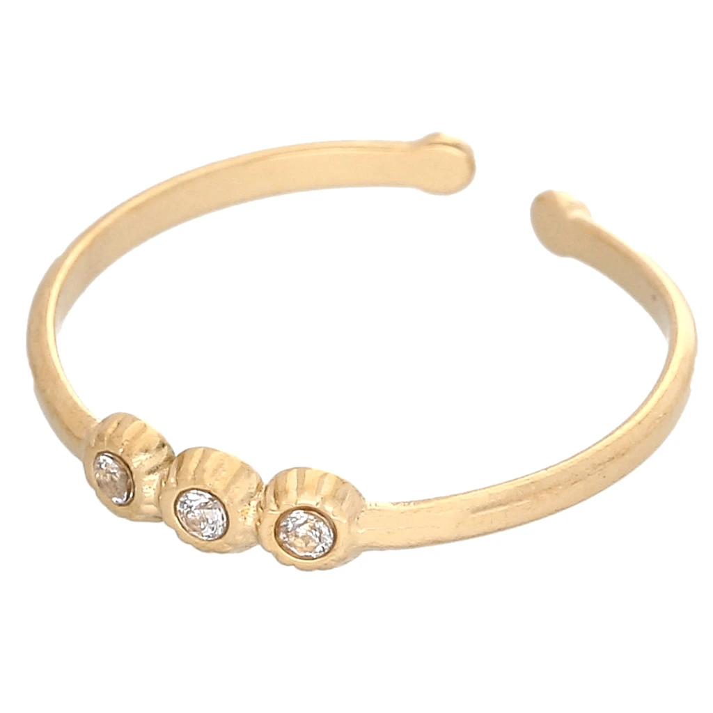 Bague fine T53 à T62 - 3 oxydes de zirconium - Acier inox 316L Doré ...