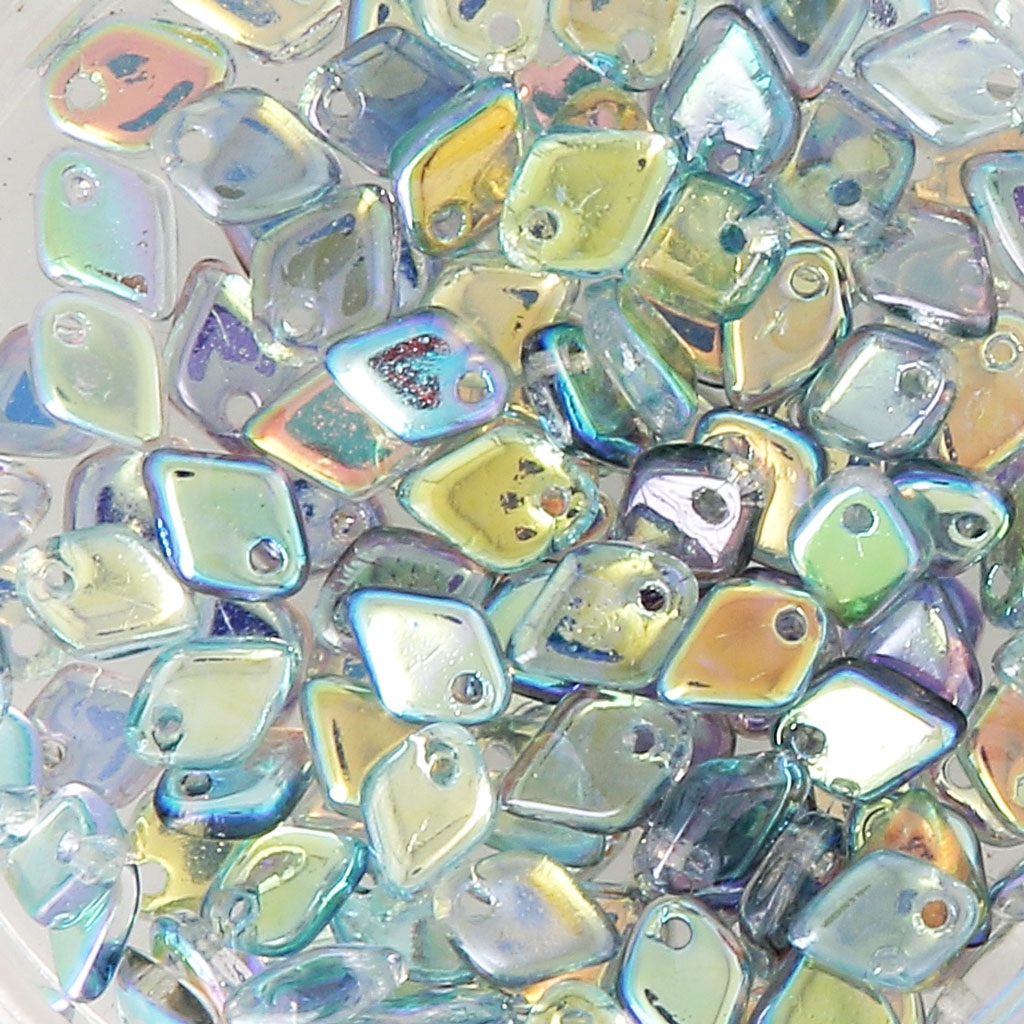 Dragon Scale Bead 1.5x5 mm Crystal Blue Rainbow x5g - Perles & Co