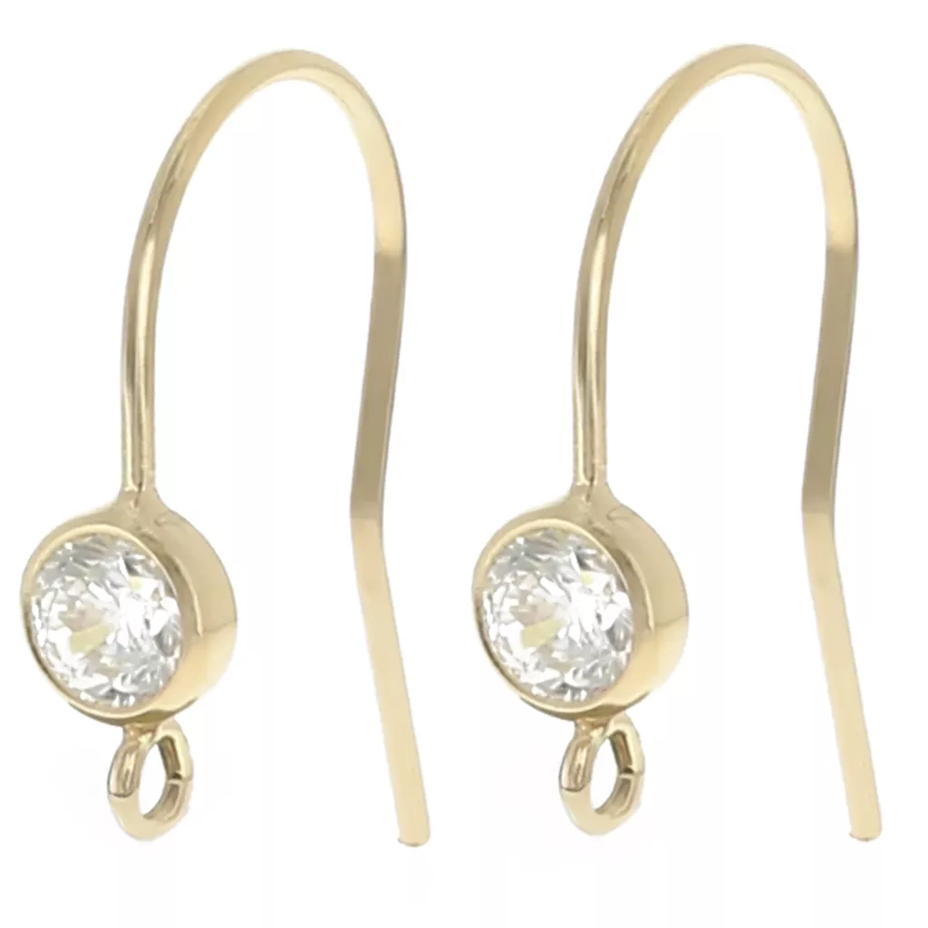 Crochet d'oreilles 16mm et oxyde de Zirconium - Gold filled (or laminé ...