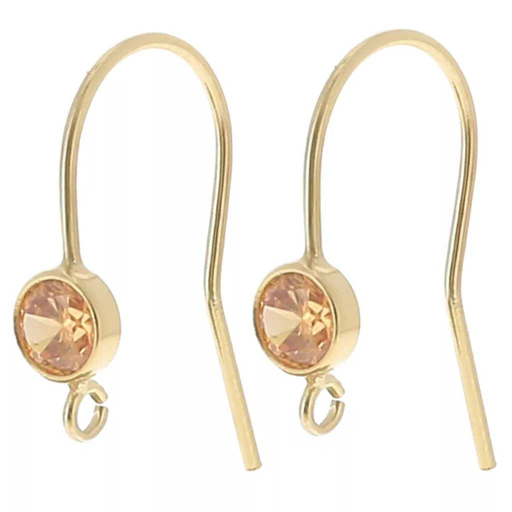 Crochet d'oreilles 16 mm oxyde de Zirconium - Gold filled (or laminé ...