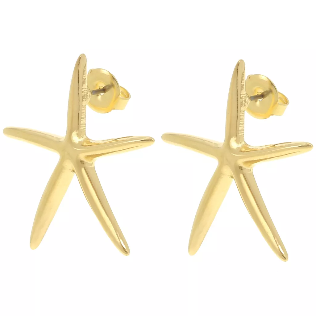 Clous d'oreilles étoile de mer fine 27.5x25 mm - Doré à l'or fin x2 ...