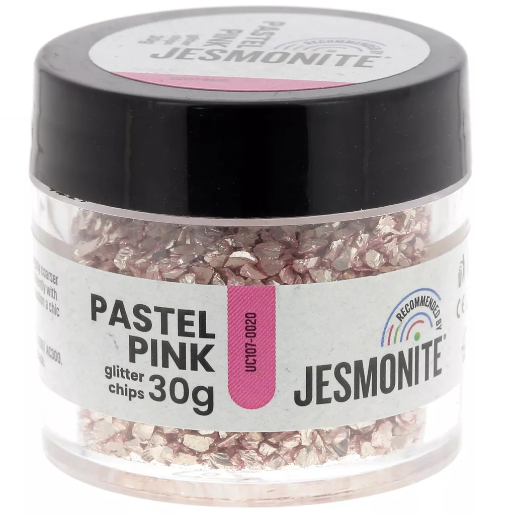 Chips pailletés en flacon - Jesmonite - Rose pastel x30g - Perles & Co
