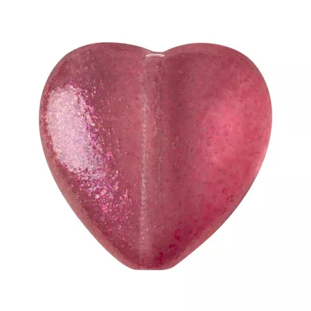 Perle coeur en verre 16x15 mm - Candy Raspberry x1 - Perles & Co