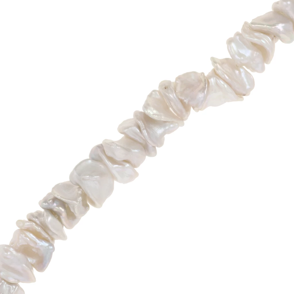 Perles d'eau douce Keshi - perles baroques irrégulières 9-13 mm - Blanc ...