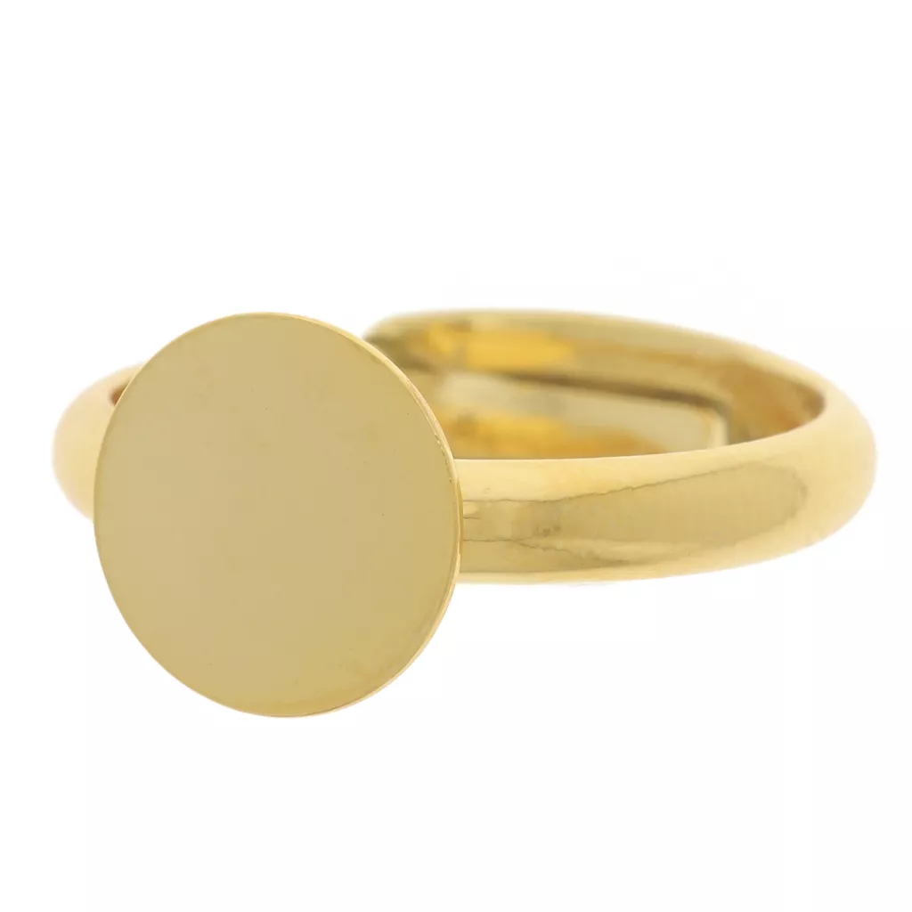 Bague plateau demi-jonc réglable 10 mm - T53 à 58 - Doré à l'or fin x1 ...