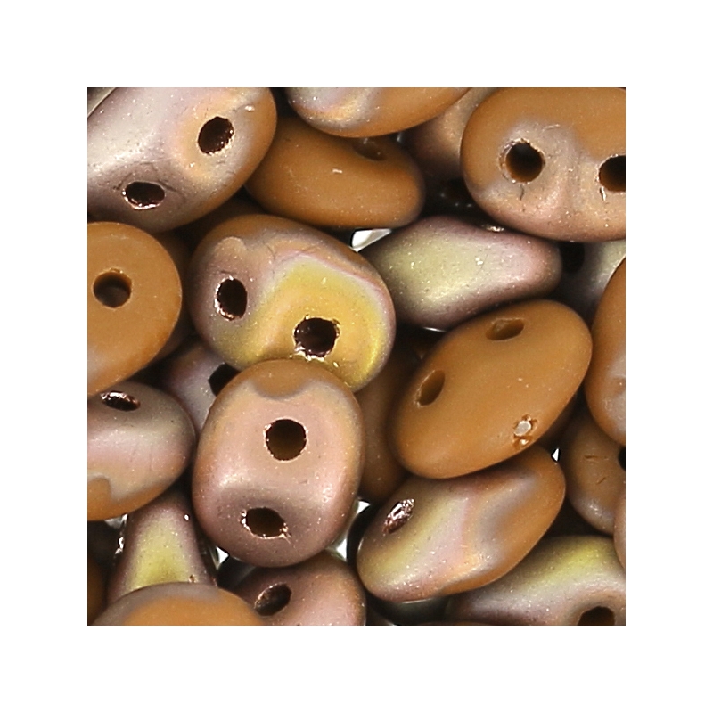 SuperDuo 2,5x5 mm Choco Capri Gold Mat x10g - Perles & Co