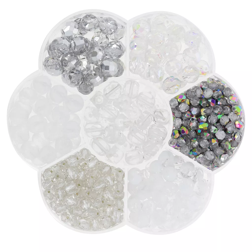 Assortiment de perles rocailles Preciosa avec boîte fleur - Crystal x1 ...