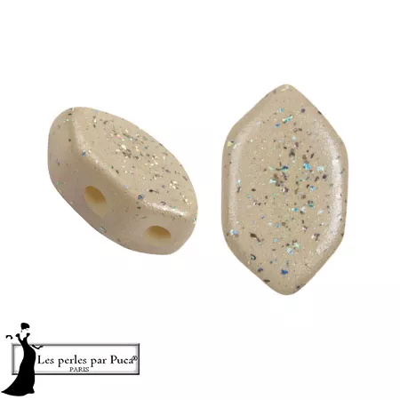 Perles en verre Paros® par Puca® 7x4 mm - Beige Constellation x10g ...