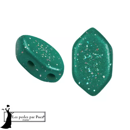 Perles en verre Paros® par Puca® 7x4 mm - Green Constellation x10g ...