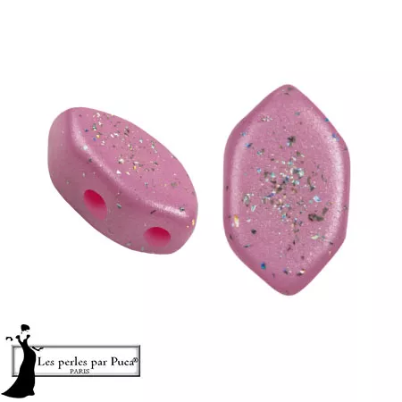 Perles en verre Paros® par Puca® 7x4 mm - Persan Rose Constellation ...