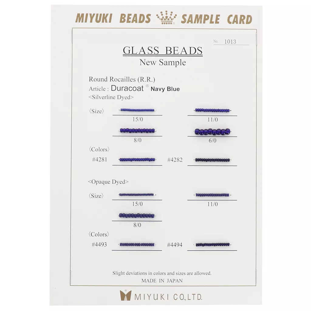 Nuancier Miyuki Rocaille Sample Card (n°1013) Duracoat Navy Blue ...