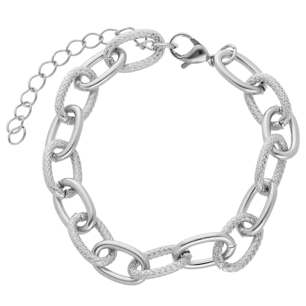 Bracelet maille Forçat 8.7 mm alternée texturée - Acier inoxydable 304 ...