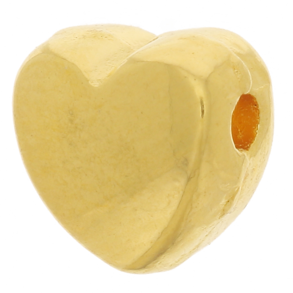 Perles coeurs 6 mm Doré à l'or fin x4 - Perles & Co
