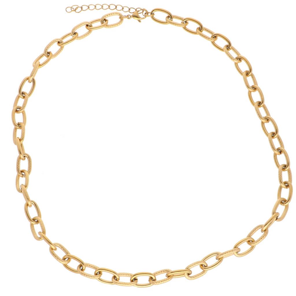 Collier maille Forçat 8.3 mm alternée texturée - Acier inoxydable 304L ...