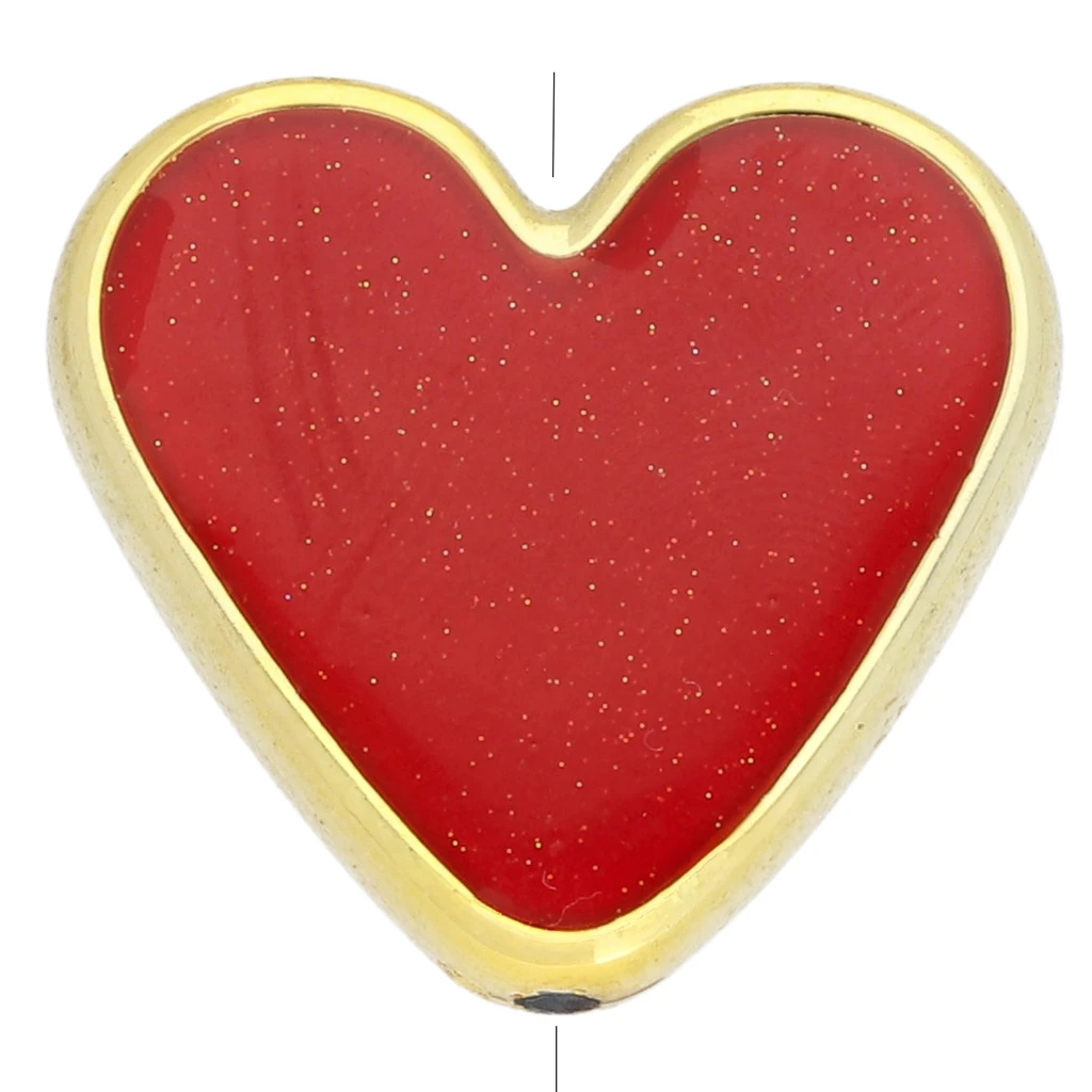 Perle coeur 25.5x27.5 mm acrylique métallisée CCB et époxy - Doré ...