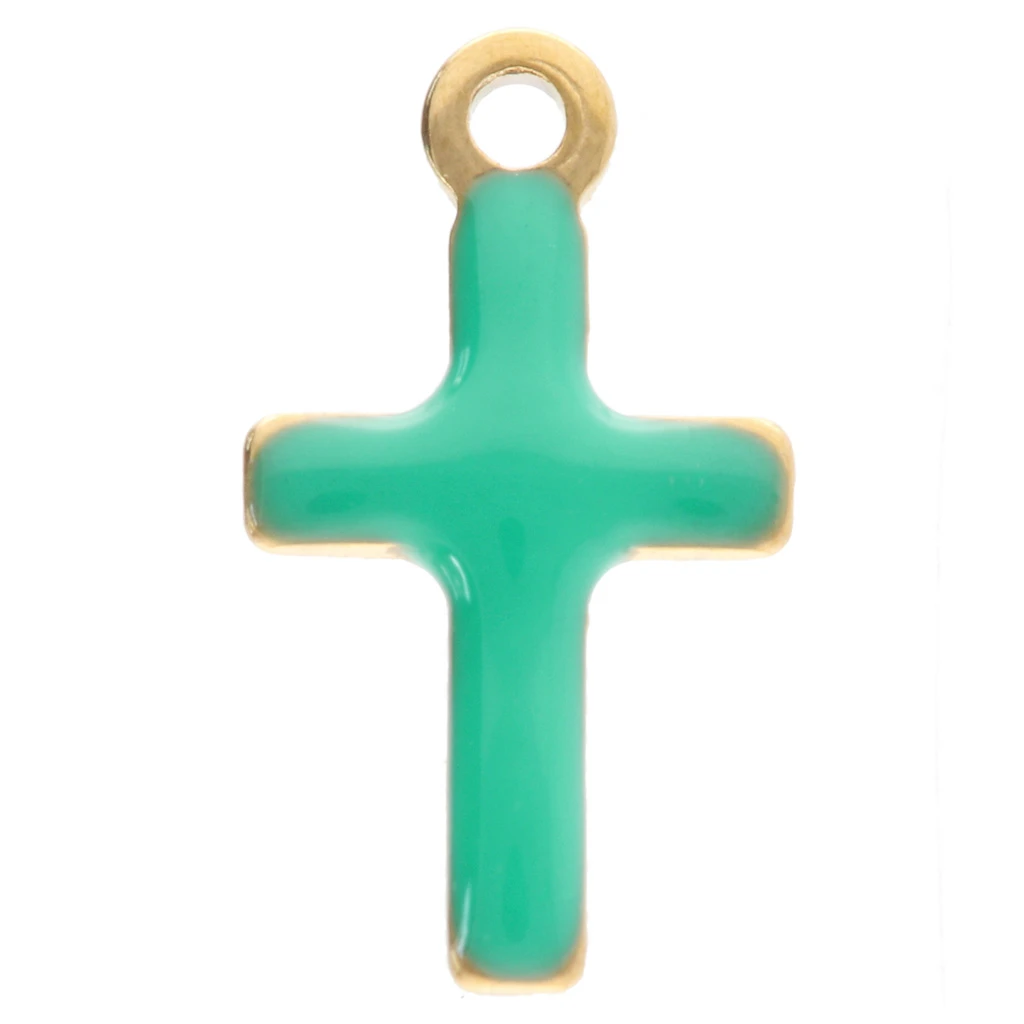 Breloques croix 10x5.5mm avec résine époxy - Acier inox 304 Doré Vert ...