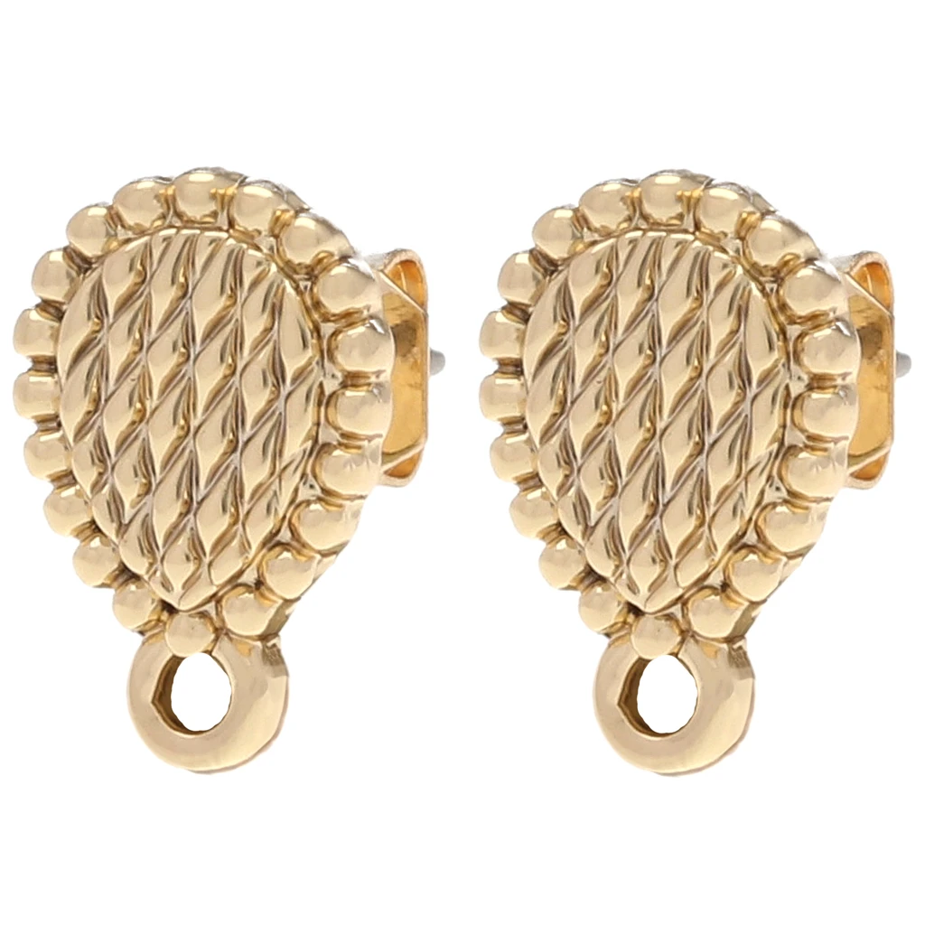 Clous d'oreilles goutte texturé 14x9 mm - Doré x2 - Perles & Co