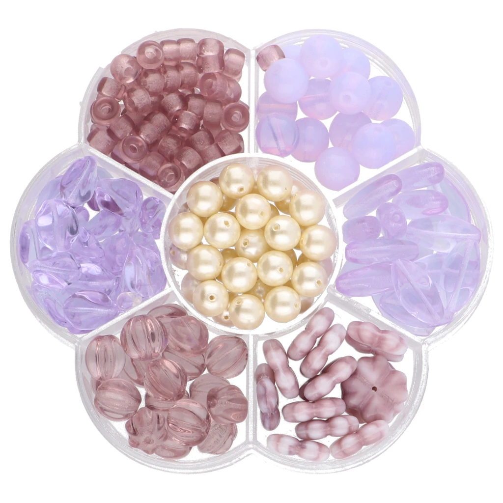 Assortiment de perles rocailles Preciosa avec boîte fleur - Lilas ...