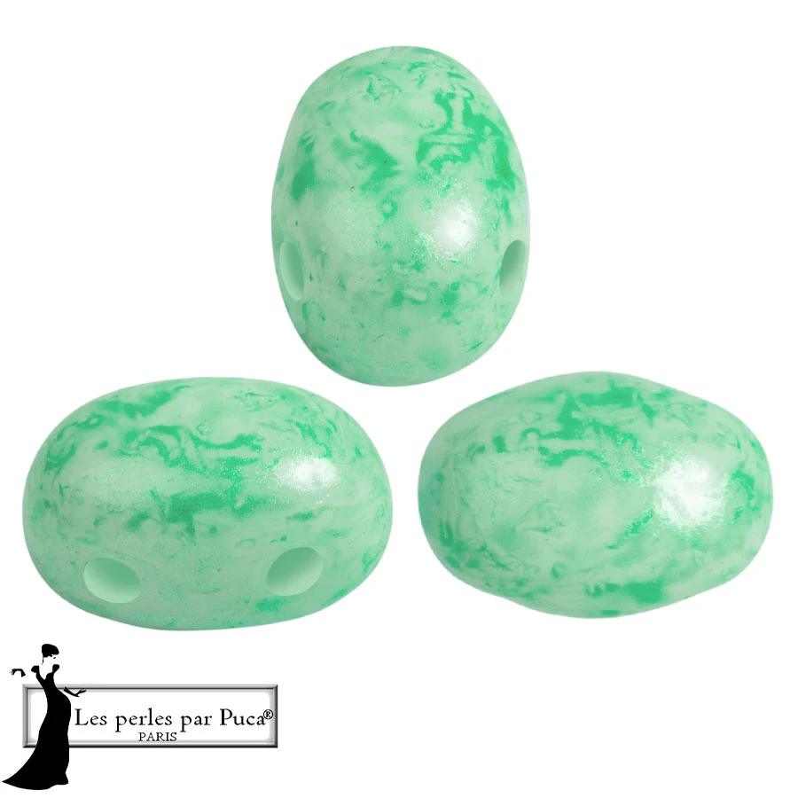 Perles en verre Samos® par Puca® 5x7 mm - Mishmash Green x10g - Perles & Co