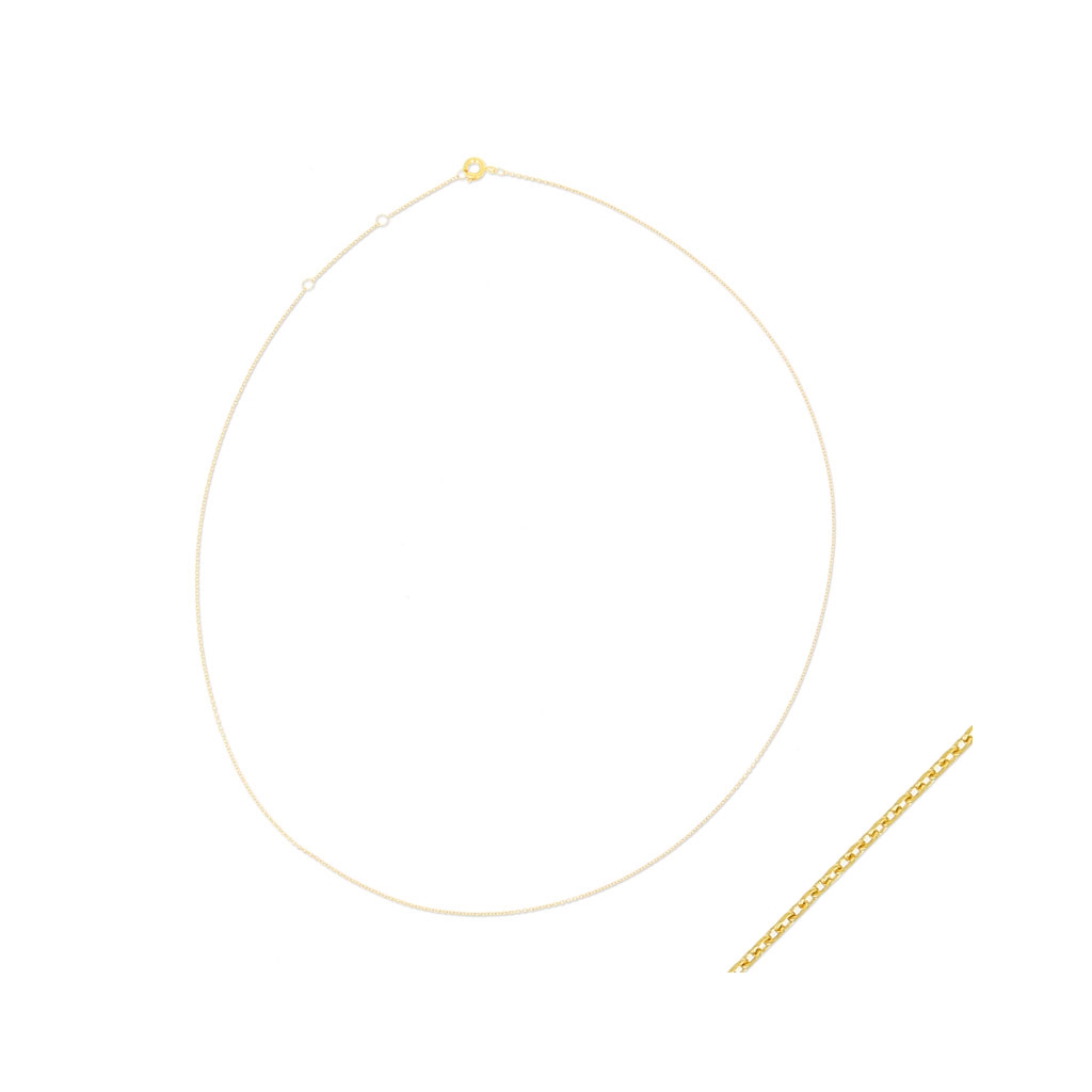 Tour de cou maille Forçat rectangle 1 mm - Doré à l'or fin x50cm ...