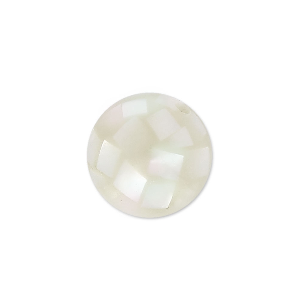 Perle en nacre effet mosaïque 10 mm Ivoire x1 - Perles & Co