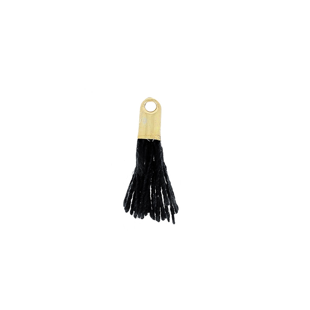 Pompon imitation coton 10-14 mm Noir/doré - Perles & Co