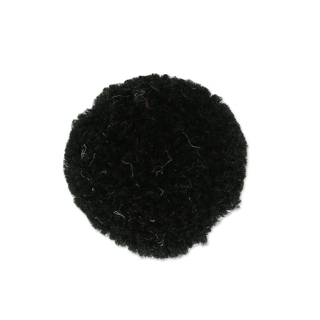 Pompon rond synthétique 2 cm Noir x1 - Perles & Co