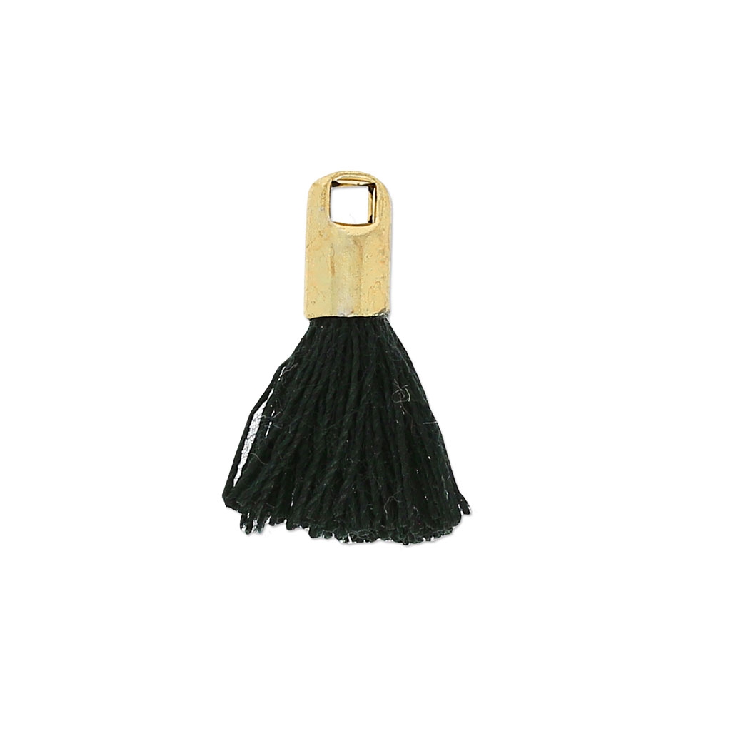 Pompon imitation coton 15-20 mm Noir/doré - Perles & Co
