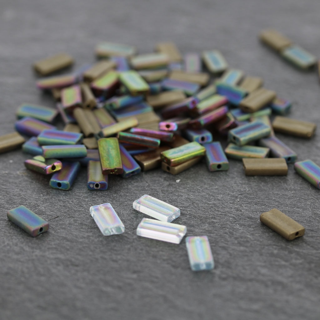 Rectangle Beads Miyuki 4x9 mm RECT-462 - Metallic Gold Iris x8g ...
