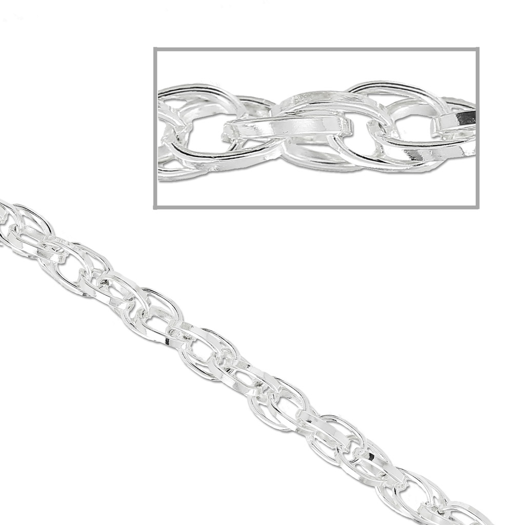 Chaîne maille corde 6x54.5 mm Rhodié x1m - Perles & Co