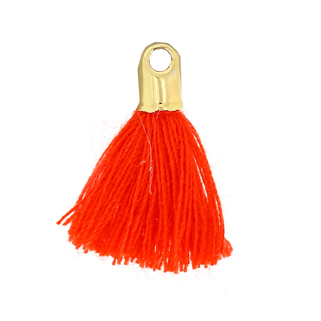 Pompon imitation coton 15-20 mm Rouge/doré - Perles & Co