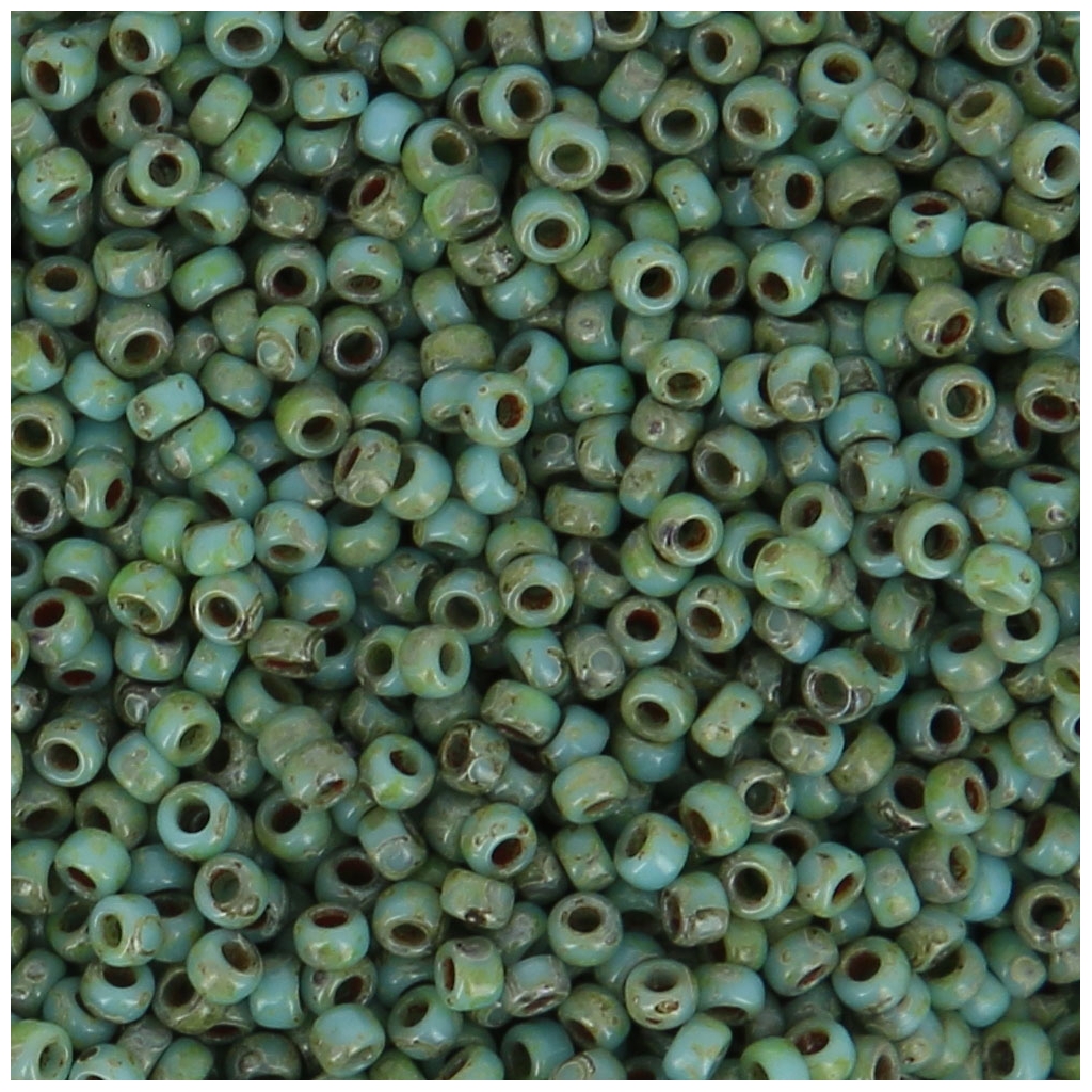 Rocaille Miyuki 15/0 4514 - Opaque Turquoise Blue Picasso x8g - Perles & Co