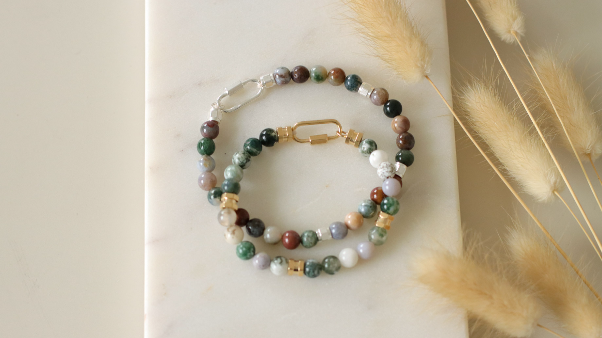 Duo de bracelets saint valentin en agate et argent 925