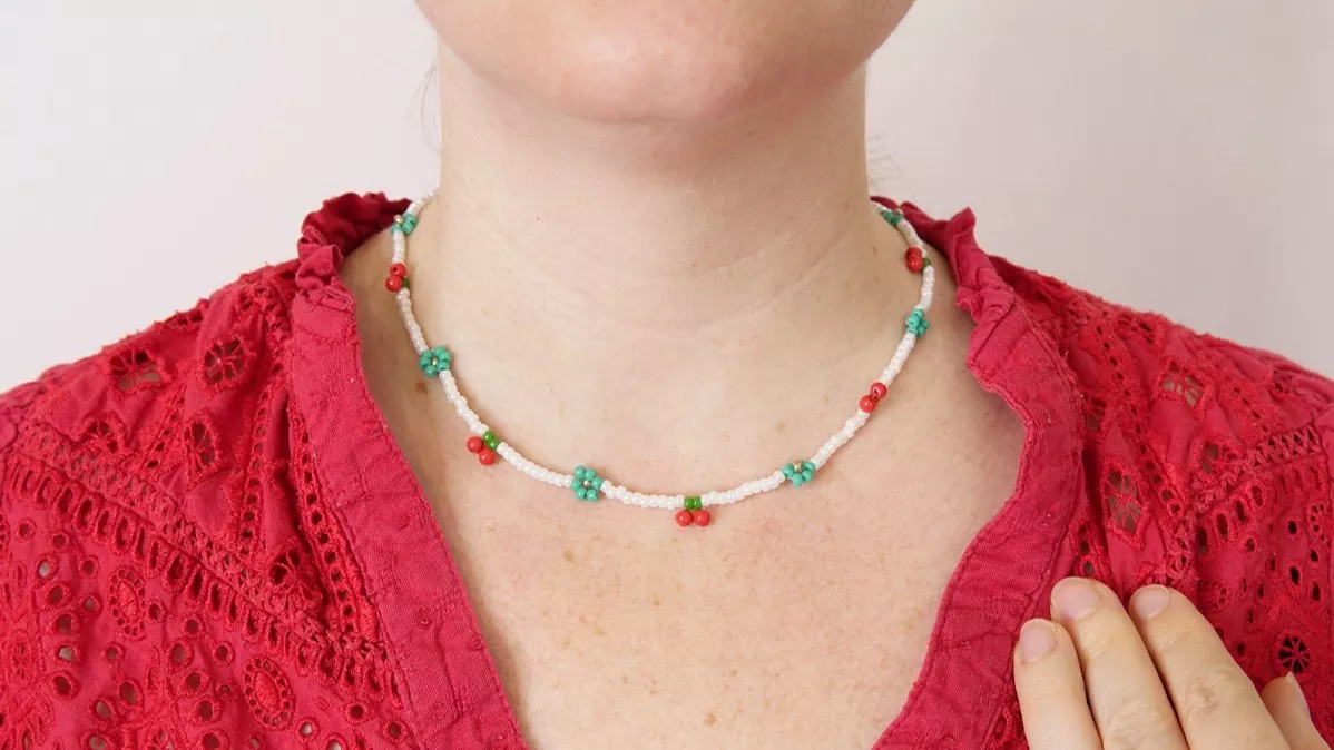 Collier cerises en perles